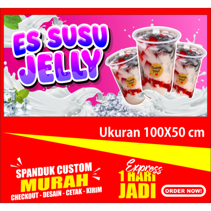 Jual Banner Es Susu Jelly, Spanduk Es Susu Jelly,, ukuran 100x50 cm ...