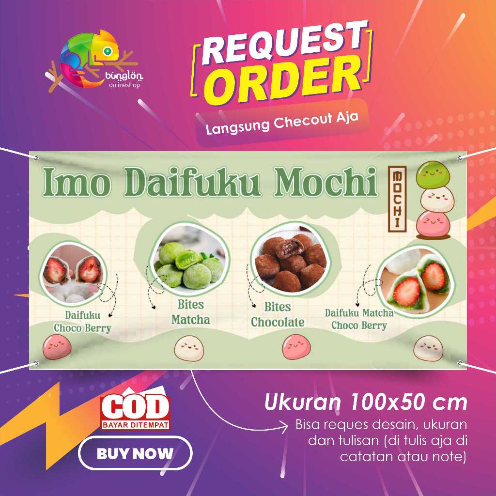 Jual Spanduk Banner 100x50 Mochi Daifuku Custom Desain | Shopee Indonesia