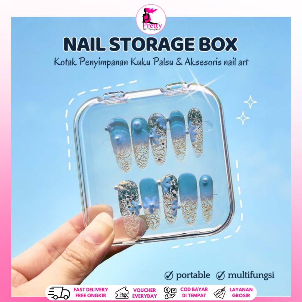 Jual Pretty Kotak Kuku Palsu/Tempat Fake Nails Display/Nail Storage Box ...
