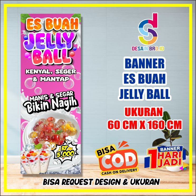 Jual BANNER/SPANDUK ES BUAH JELLY BALL ( BISA CUSTOM ) UKURAN 160X60 CM ...
