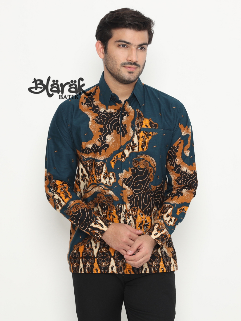 Jual BLARAK - Baju Batik Pria Welagar Biru Dongker | Shopee Indonesia