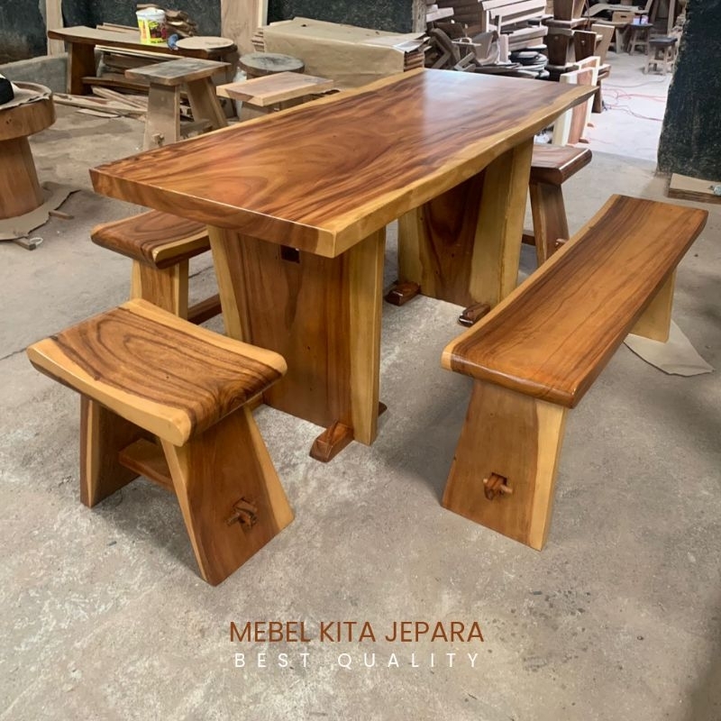 Jual Set Kursi Makan Minimalis Modern | Meja Cafe Aesthetic | Bangku Makan Kekinian Kayu ...