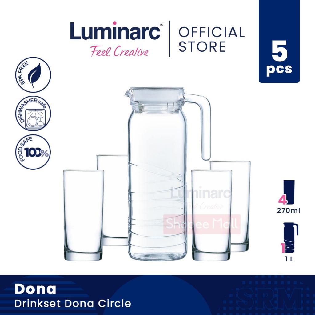 Jual LUMINARC Set Alat Minum/Drinkset Dona Circle 5pcs - 1 Set | Shopee ...