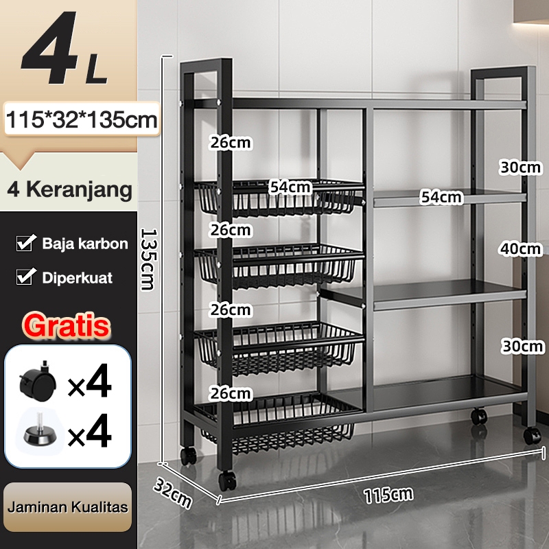 Jual Rak Oven Microwave/Rak Buah dan Sayuran/Rak Lantai Beroda Rak ...