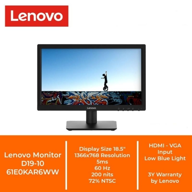 Jual MONITOR LED LENOVO D19-10 19" / 18.5" Inch garansi resmi Lenovo ...