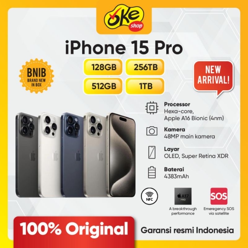 Jual iPHONE 15 Pro 128GB 256GB 512GB 1TB - Garansi Resmi iBox | Digimap | Shopee Indonesia