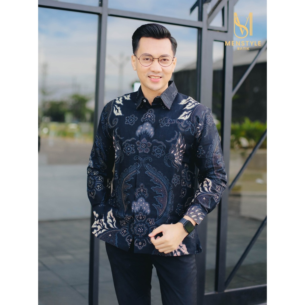 Jual Menstyle Batik - Kemeja Batik Pria Slimfit Bhaskara Hitam Cream ...