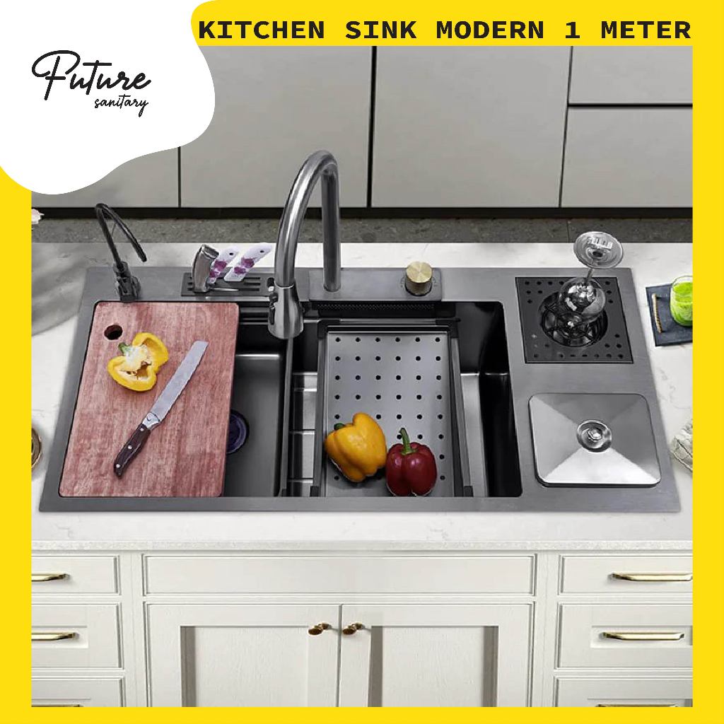 Jual Kitchen Sink Modern 7545 Luxury LED Black Elegant/Bak Cuci Piring ...