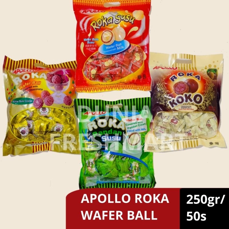 Jual Apollo Roka Wafer Ball 50s( (300gr/250gr)Original/Susu/Pandan/Koko ...
