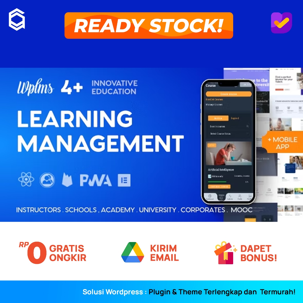 Jual WPLMS Tema Premium Learning Management System For WordPress, Education Theme | Shopee Indonesia