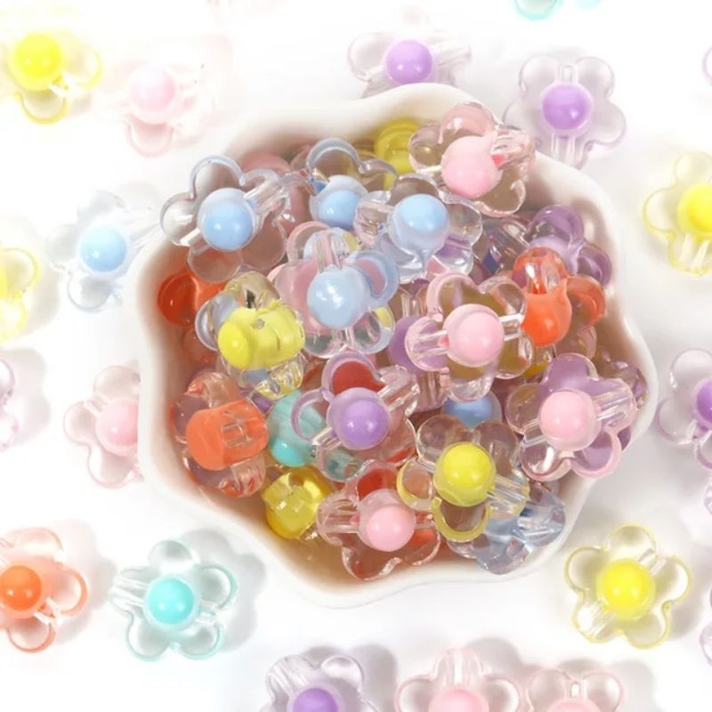 Jual 10 gr Mote DAISY FLAT CLEAR Isi Warna Inside Color Beads Manik ...