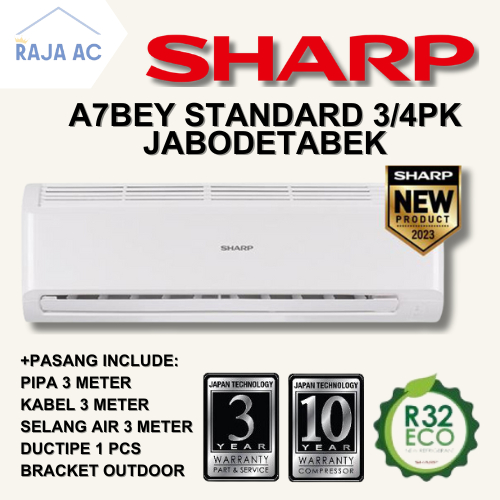Jual AC Sharp 3/4 PK A7BEY STANDARD FREE PASANG + AKSESORIS | Shopee ...