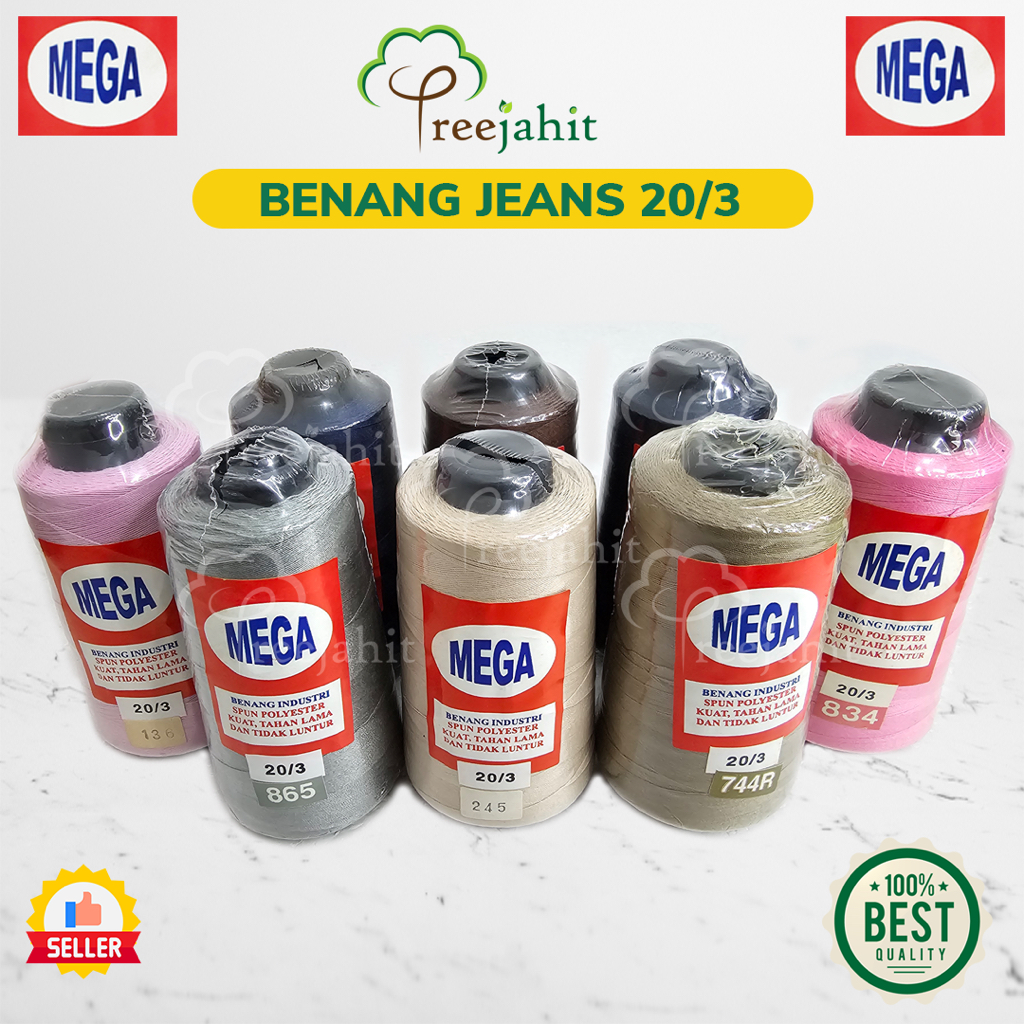 Jual Benang Jahit Jeans Merk Mega 20/3 per Pcs | Shopee Indonesia