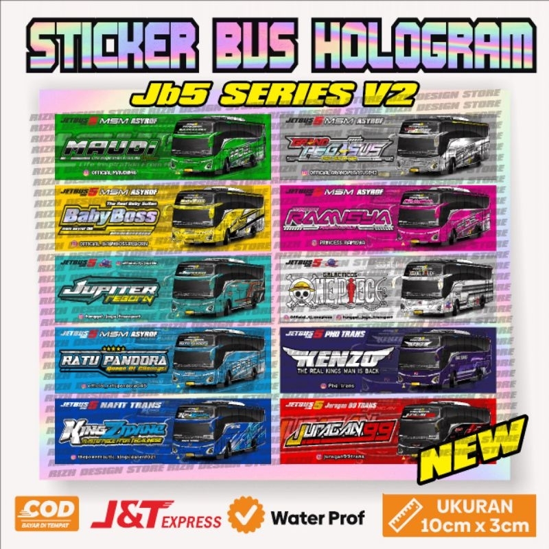 Jual (20pcs) stiker bus terbaru, stiker bus hologram, stiker bus n@bila ...