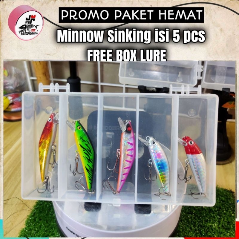 Jual Minnow sinking isi 5 pcs free box | Shopee Indonesia