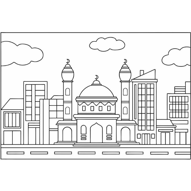 Jual OTTO kertas Gambar Sketsa Mewarnai ISLAMI TEMA MASJID Menggambar ...