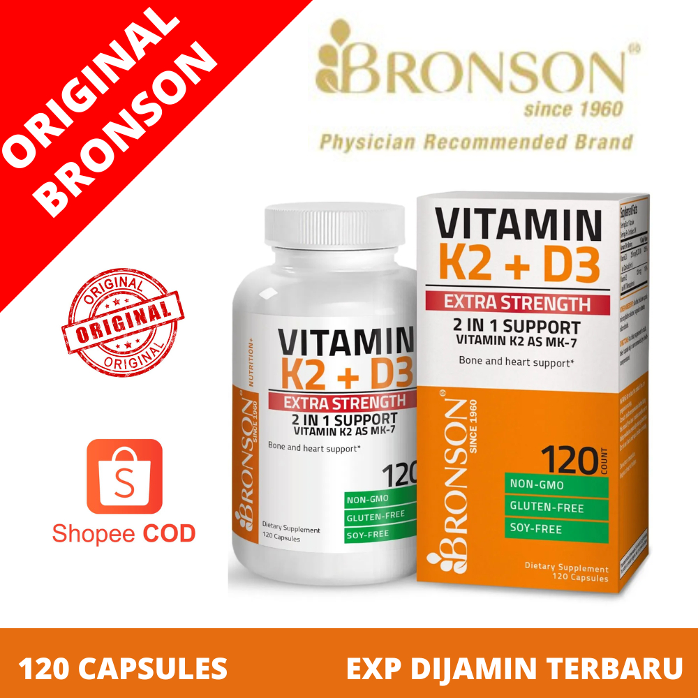 Jual Bronson Vitamin K2 D3 10000 IU Vit K-2 D-3 isi 60 & 120 capsules | Shopee Indonesia