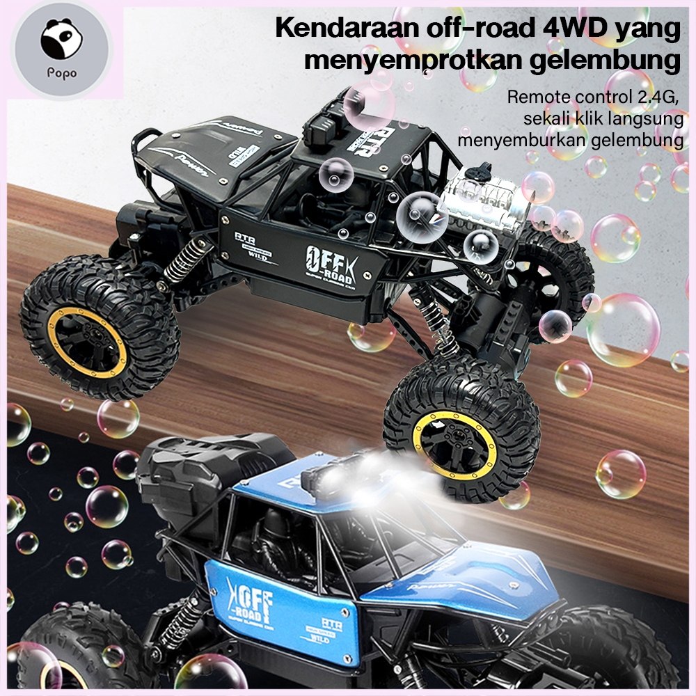 Jual [Plus] Mainan Mobil Remote Control 4WD Mobil RC 1:18 Jarak Jauh Tiup Gelembung Dengan Satu ...
