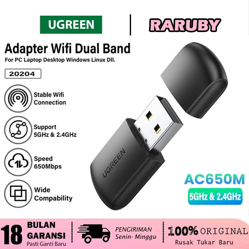 Jual Ugreen Adapter USB Dongle Wifi Wireless Receiver Penangkap Sinyal Wifi Untuk PC Laptop ...