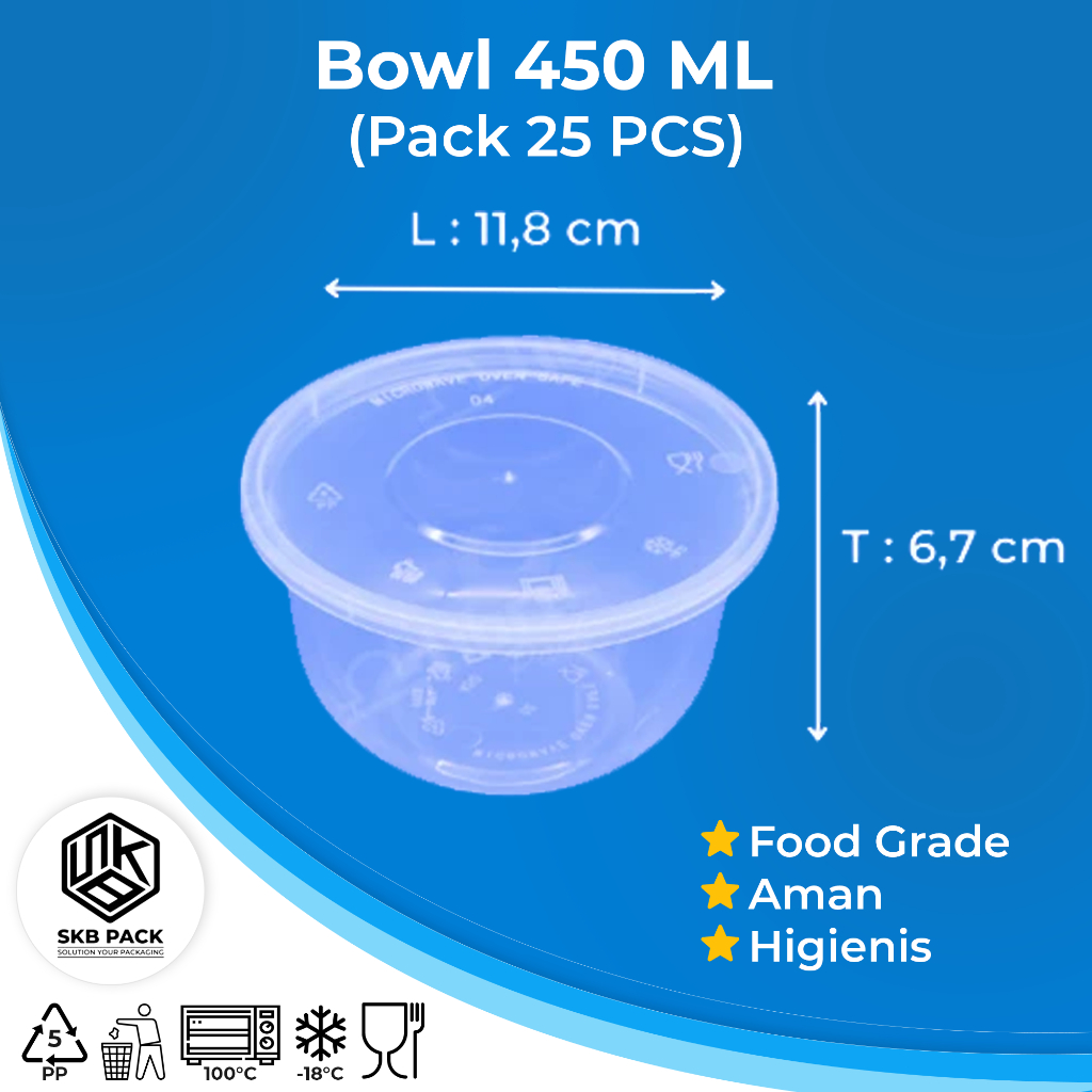 Jual Mangkok Bulat 450 ml (25pcs) (Thinwall/Bowl Plastik/Bowl Es Kepal ...