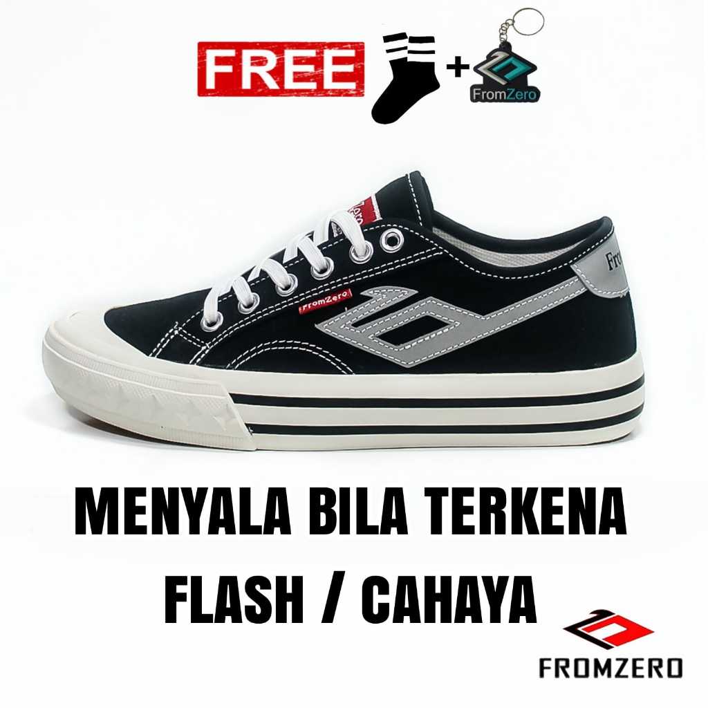 Jual Fromzero - Sepatu Sneakers Kasual Sepatu Sekolah Pria wanita Aransa Black white FLASH 36 ...