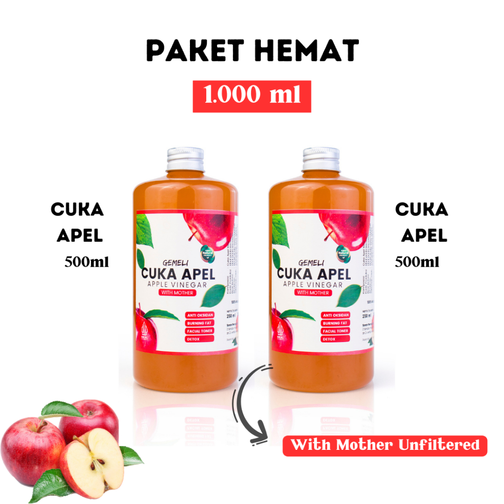 Jual CUKA APEL PREMIUM - Apple Cider Vinegar by Gemeli | Shopee Indonesia