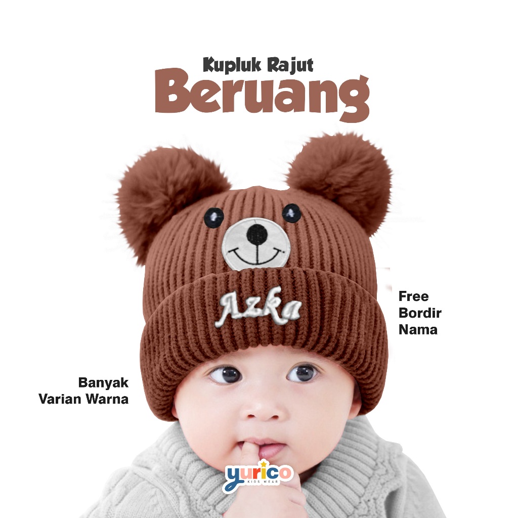 Jual Kupluk Rajut Bayi Pompom Beruang Laki Laki Perempuan | Shopee ...