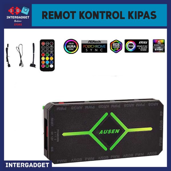 Jual Controller PWM 3pin AUSEN ARGB Kipas CPU 5V 3pin RGB with Remote Control | Shopee Indonesia