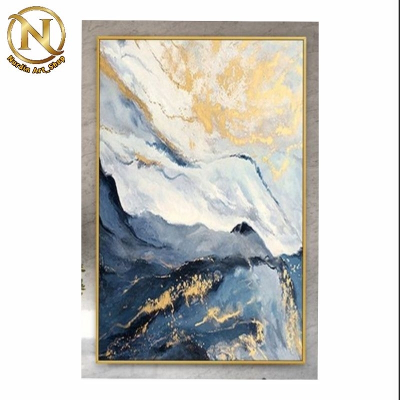 Jual lukisan abstrak modern gold + Frame | Shopee Indonesia