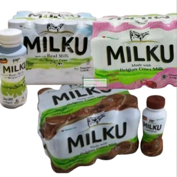 Jual MILKU SUSU UHT BOTOL 1DUS ISI 12 @200ML | Shopee Indonesia