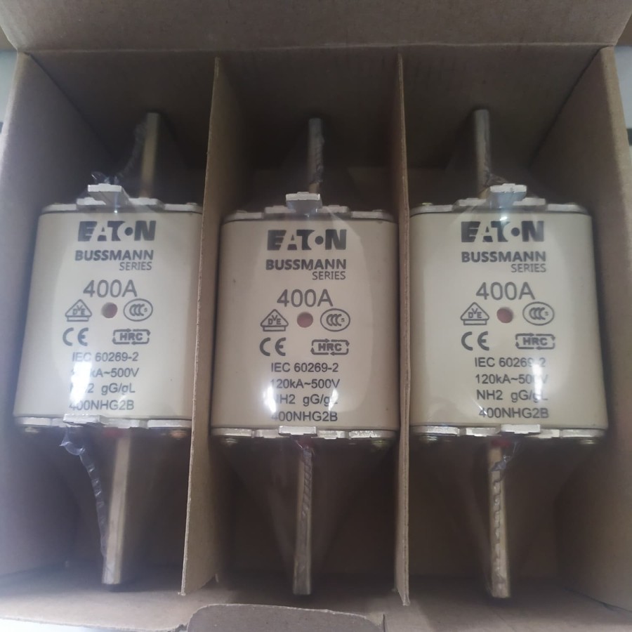 Jual NH Fuse 400NHG2B Fuse NH2 400A 500V 120KA Eaton Bussmann NH Fuse ...