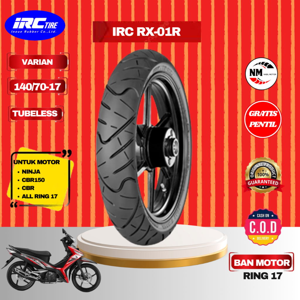 Jual BAN TUBLES IRC 140/70-17 RX 01 Rear Road Winner Ban Tubeless Motor Sport | Shopee Indonesia