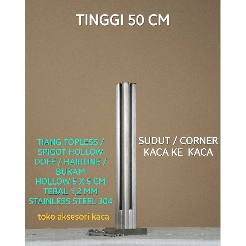 Jual TIANG RAILING KACA DOFF SUDUT SPIGOT HOLLOW CORNER TOPLESS GLASS ...