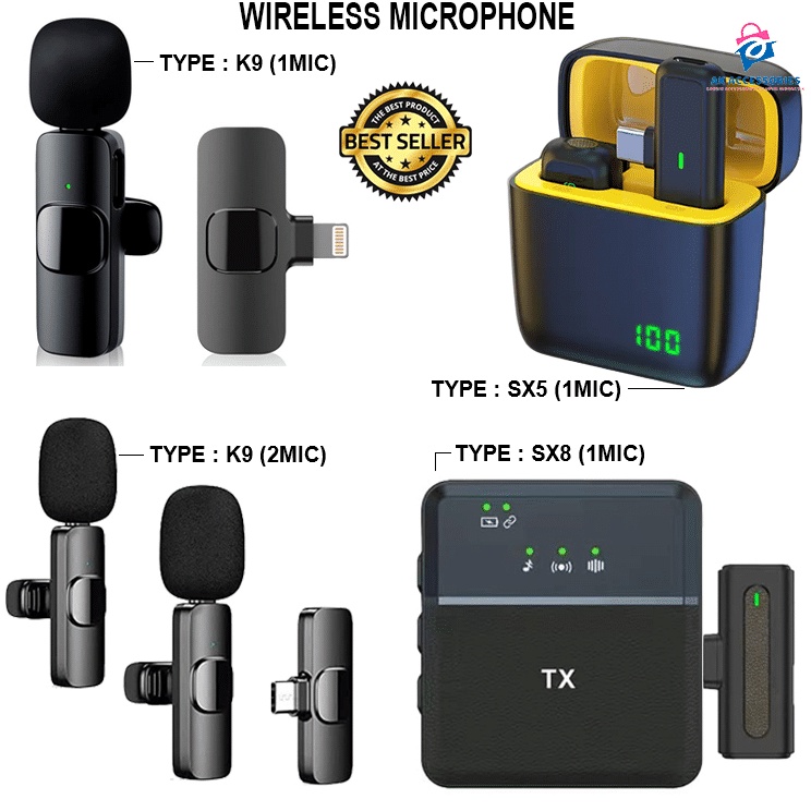 Jual QV AKACC MICROPHONE WIRELESS PORTABLE K9 SX5 SX8 MIC CLIP ON LIVE ...