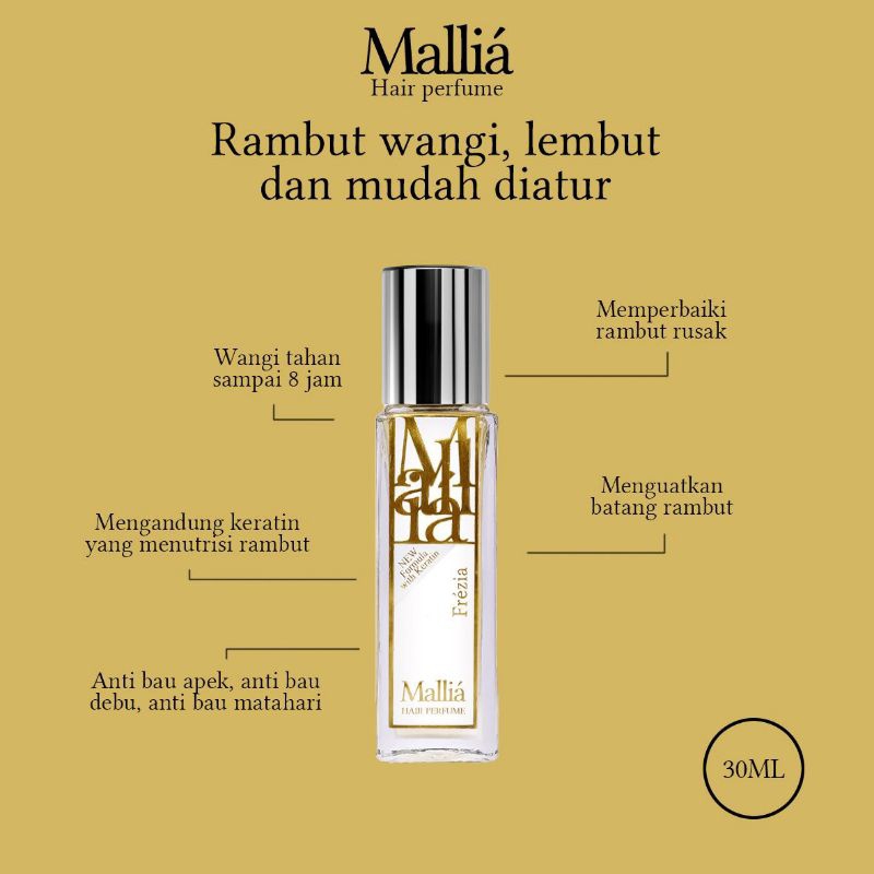 Jual NEW FORMULA Mallia Hair Perfume Frezia dengan Keratin/ Parfum ...