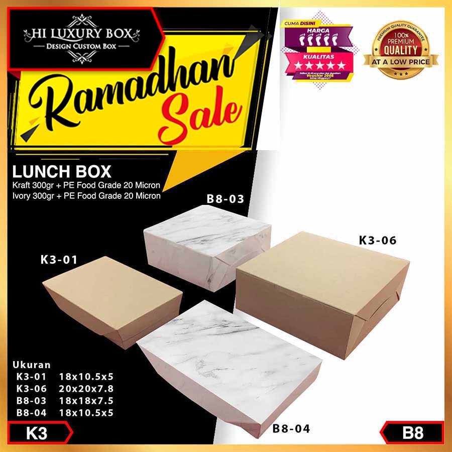Jual PAPER LUNCH BOX|KRAFT|IVORY|FOODGRADE|KOTAK MAKANAN|NASI|PE|K3-B8 ...