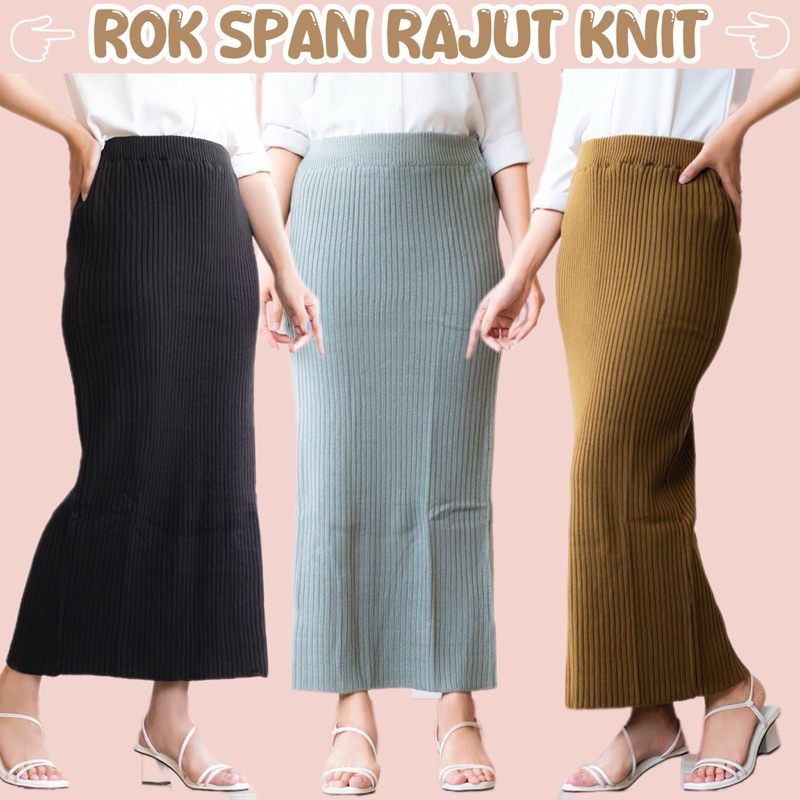 Jual ROK SPAN RAJUT || ROK SPAN POLOS || ROK SPAN PANJANG || ROK ...