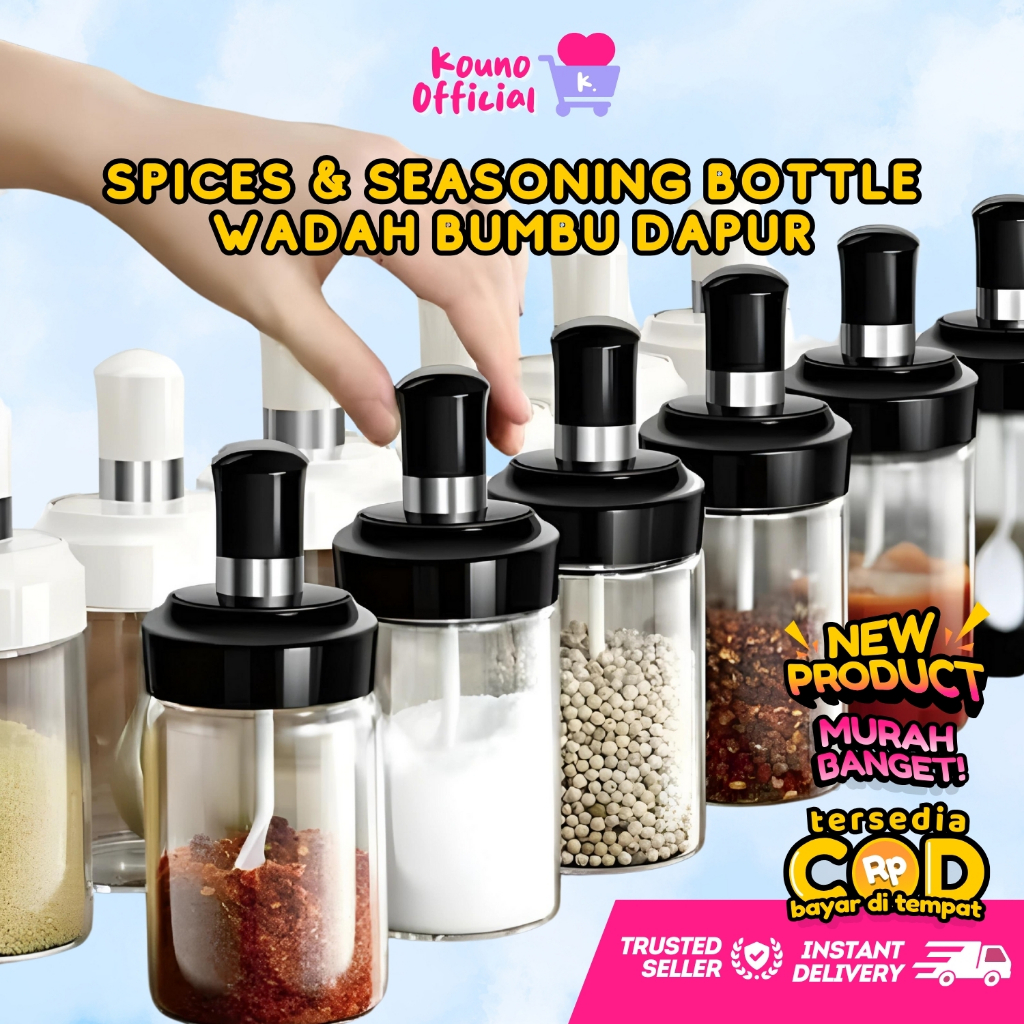 Jual Botol Bumbu Dapur Kaca dengan Sendok | Kitchen Spices & Seasoning ...