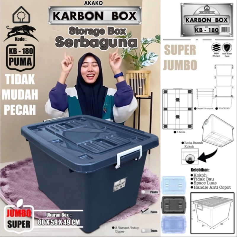Jual Kontainer Box Plastik Container KARBON BOX PUMA AKAKO HITAM BLACK ...