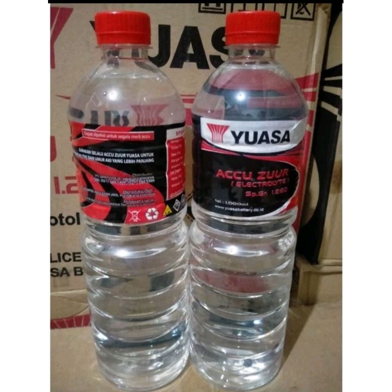 Jual Air Aki Merah / Aki Zuur original Yuasa 1 liter | Shopee Indonesia