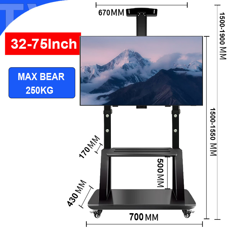 Jual TV Standing Portable for 32-85 Inch LED TV Floor Stand on Wheels ...