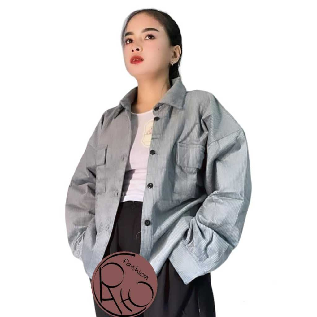 Jual [7 Warna]Jaket Corduroy Wanita Outer Crop Jacket Hitam Korean ...