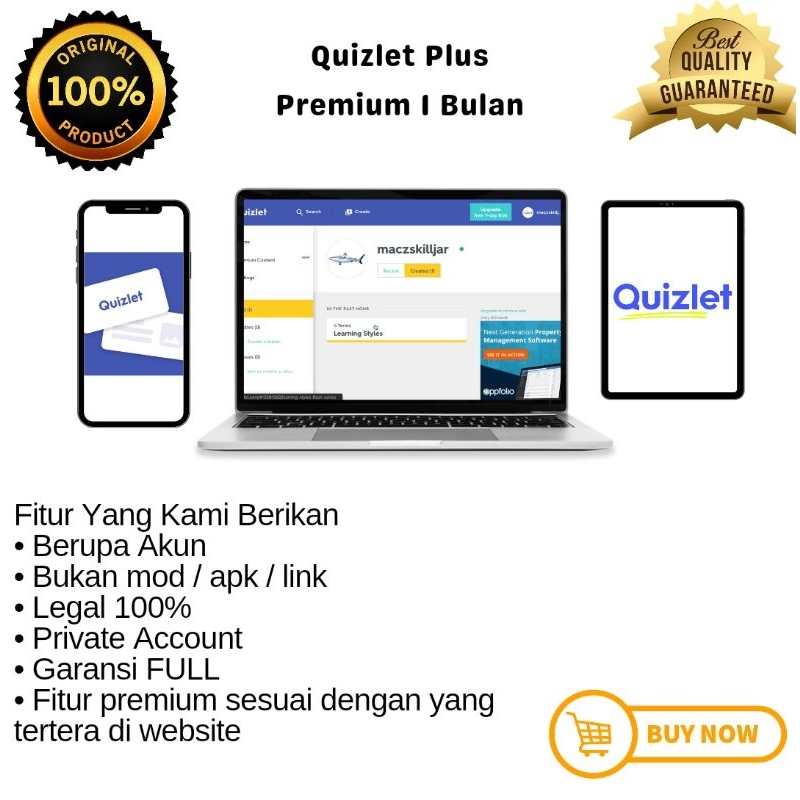Jual Quizlet Plus Premium 1 Bulan Private Bergaransi | Shopee Indonesia