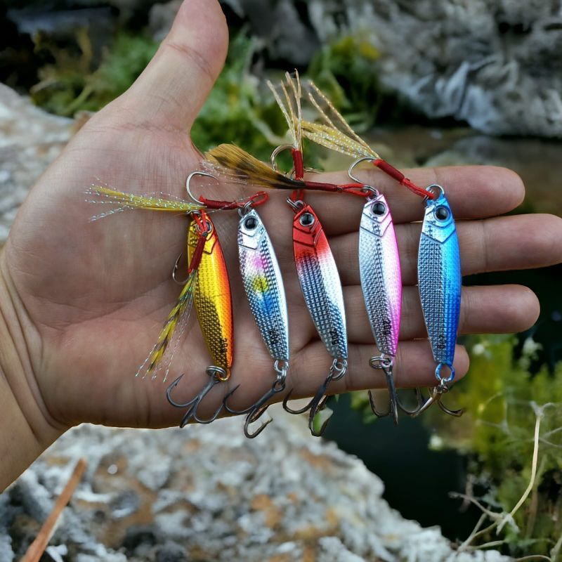Jual metal jig mikro jig 10 gram 15 gram 20 gram lengkap dengan assist hook dan trebel hook ...