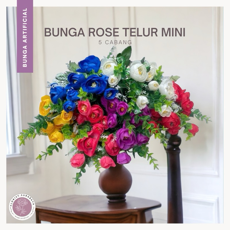 Jual BUNGA ROSE TELUR MINI CABANG 5-BUNGA ARTIFICIAL IMPORT MURAH (NK ...