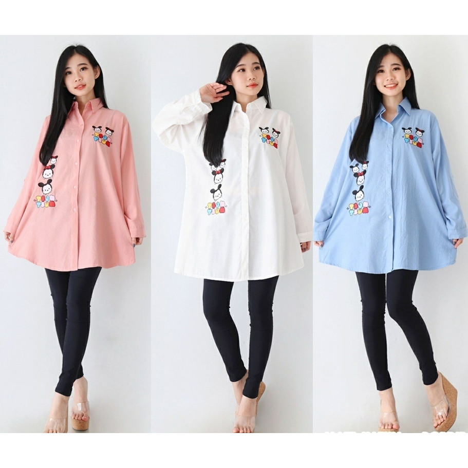 Jual Kemeja ATASAN Wanita JUMBO LD 120cm TSUM TSUM Big Size XXL XXXL ...