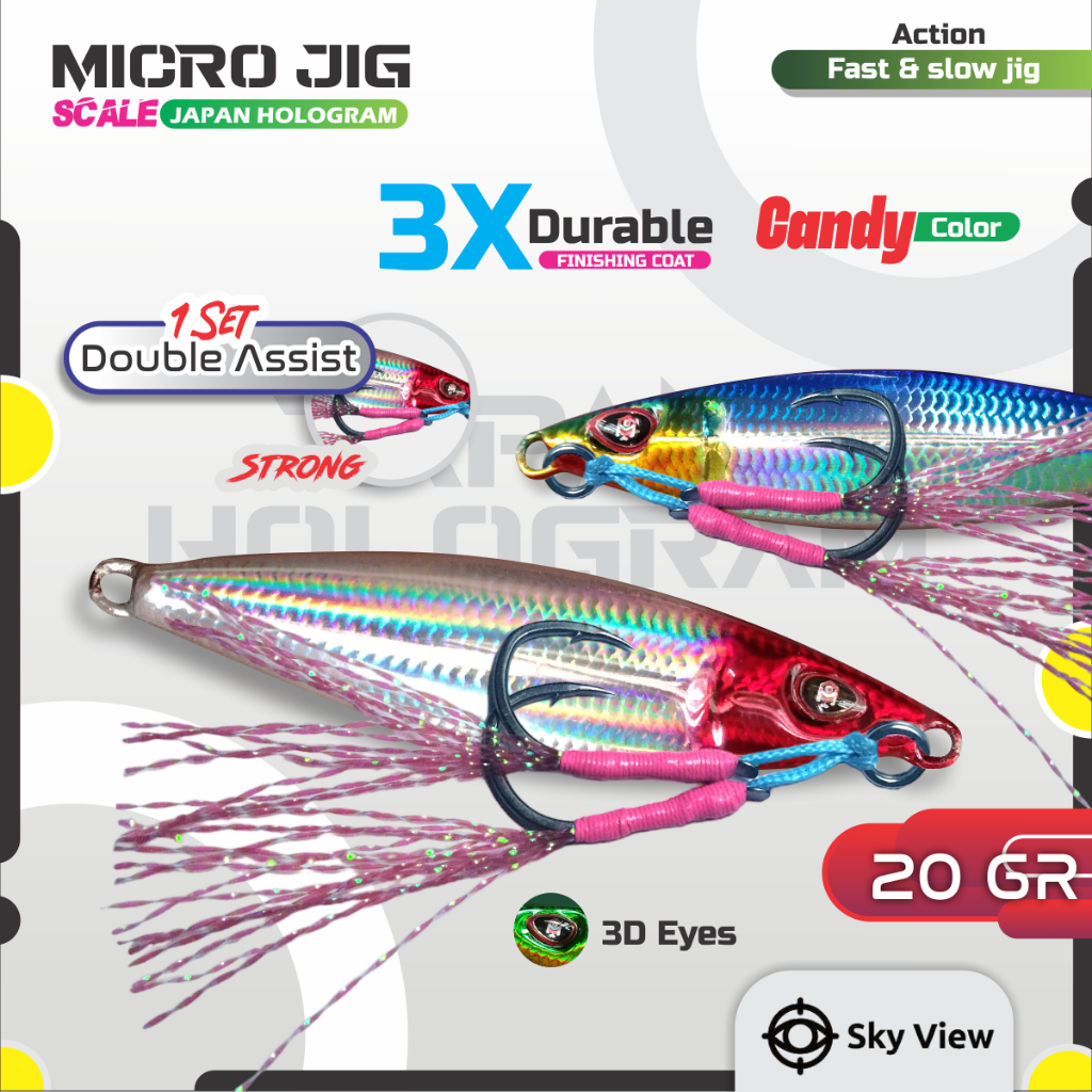 Jual Micro Jig 20 Gram Double Assist Hook Umpan Casting Lure Jigging 20g Metal Jig Killer ...