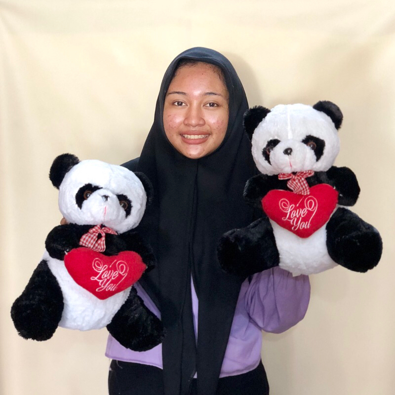 Jual Boneka Panda love duduk lucu boneka beruang teddy bear hitam putih ...