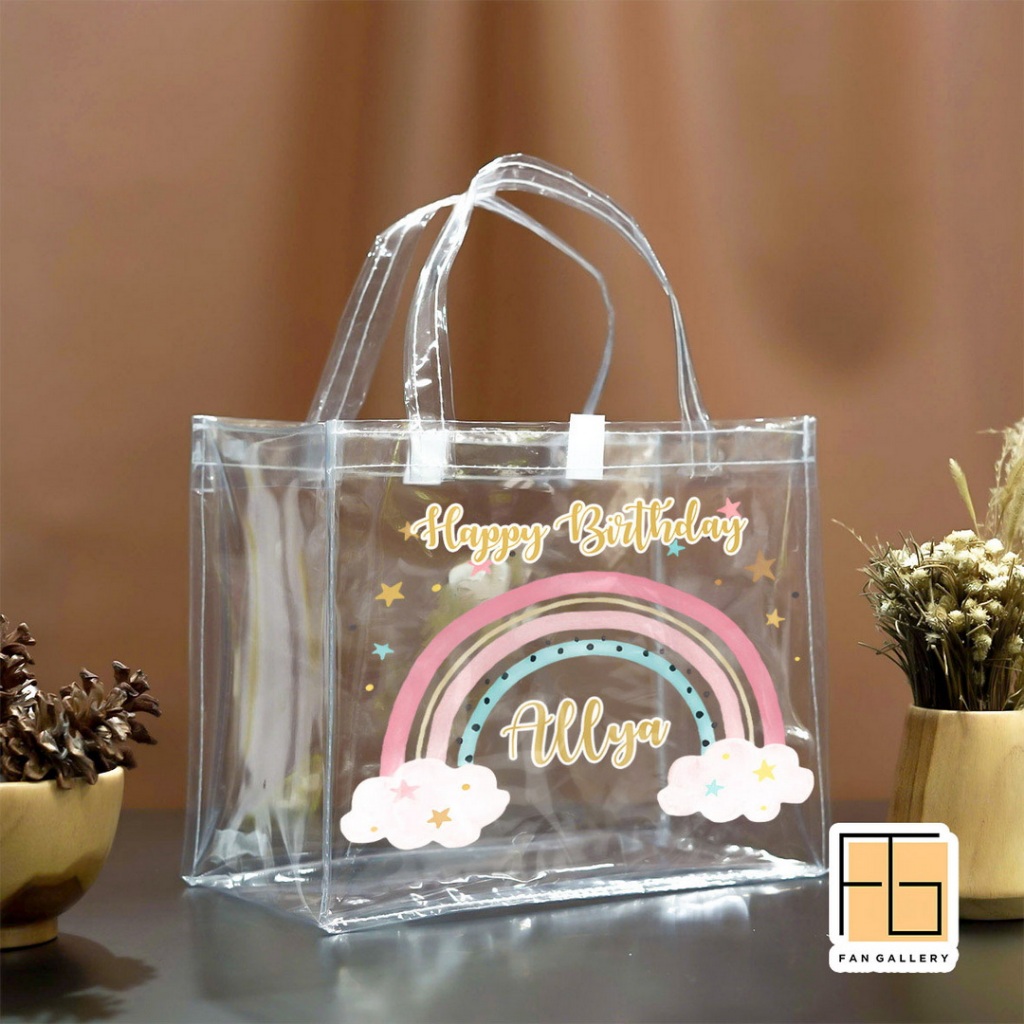 Jual Custom Tas Mika Transparan Landscape Tas Ulang Tahun Souvenir Hampers Ultah Goody bag ...