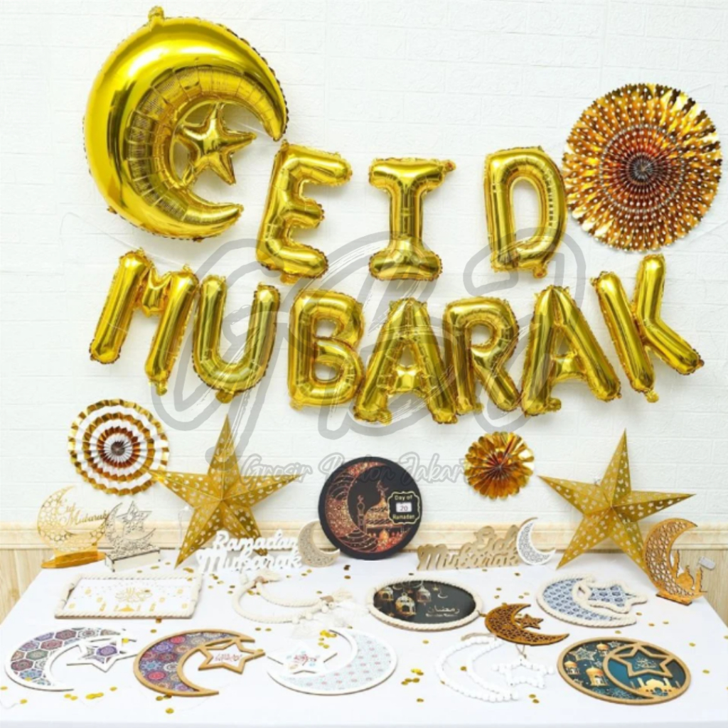 Jual [PAKET BALON] Balon Foil Huruf set EID MUBARAK / Ramadhan Mubarak ...